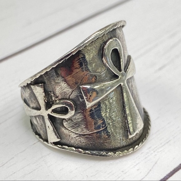 Jewelry | Triple Ankh Statement Ring 925 Silver Antique Look | Poshmark